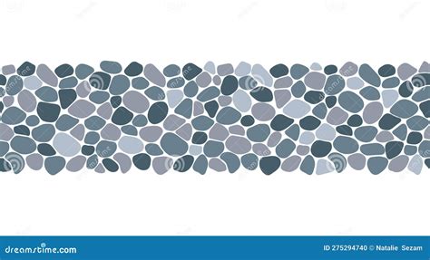 Pebble Border Frame Repeat Texture Cobble Stones Vector Seamless