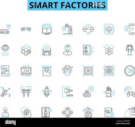 Smart Factories Linear Icons Set Automation Robotics Efficiency Innovation Integration