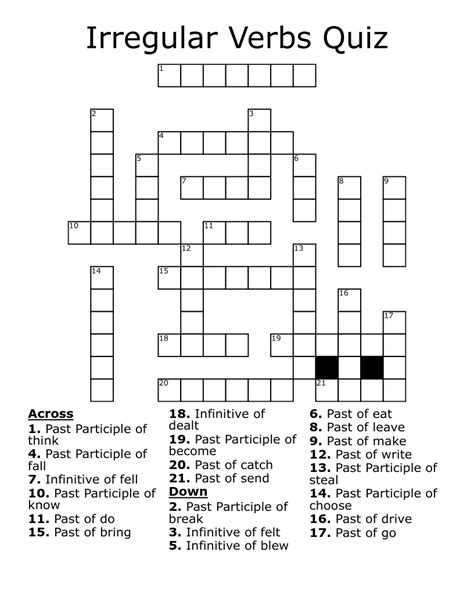 Irregular Verbs Quiz Crossword Wordmint Irregular Verbs Quiz Crossword Wordmint