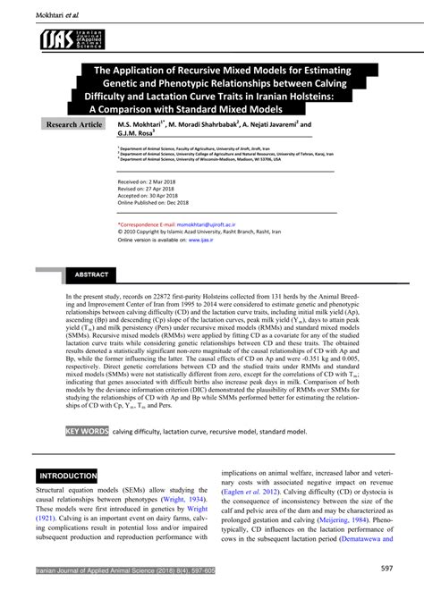Pdf The Application Of Recursive Mixed Models For Estimating Genetic