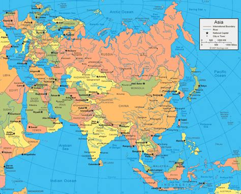 Map Of Asia Labeled With Countries And Capitals