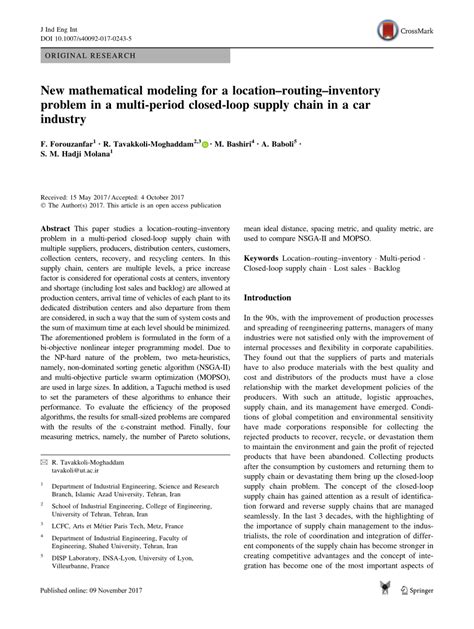 pdf new mathematical modeling for a location routing inventory