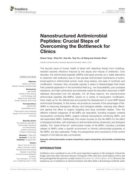 Pdf Nanostructured Antimicrobial Peptides Crucial Steps Of