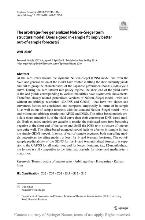 The Arbitrage Free Generalized Nelsonsiegel Term Structure Model Does A Good In Sample Fit