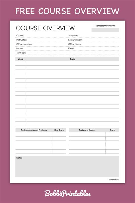 Best 13 Course Information List Free Printable Digital Template Artofit