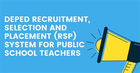 Deped Recruitment Selection And Placement Rsp System For Public School Teachers Teacherph
