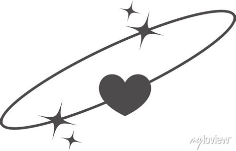 Aesthetic Shape With Stars And Hearts Minimal Lines With Sparkles