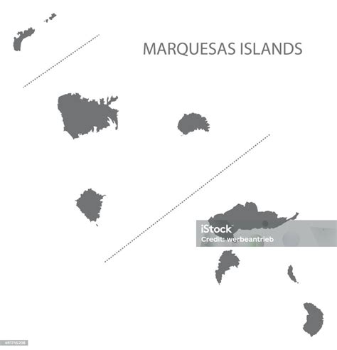 Marquesas Islands Map Grey Illustration Silhouette Stock Illustration