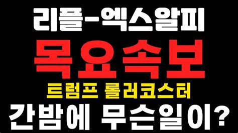 엑스알피 리플코인 Xrp 목요속보 트럼프 롤러코스터 간밤에 무슨일이 뉴스정리 불독코인비트코인급등코인코인단타 Youtube