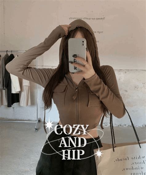 [힙무드 데일리] 반달 크롭 굴림 착붙핏 골지 후드집업 3color 에이블리