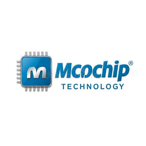 Logo Features A Stylized Microchip With A Blue Square And A White Lowercase M In Stock