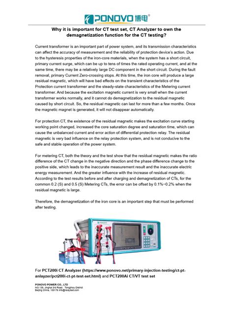 Why It Is Important For Ct Test Set Ct Analyzer To Own The Demagnetization Function For The Ct