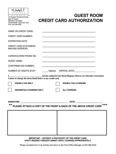 Hyatt Credit Card Authorization Form Fill Out And Sign Online Dochub