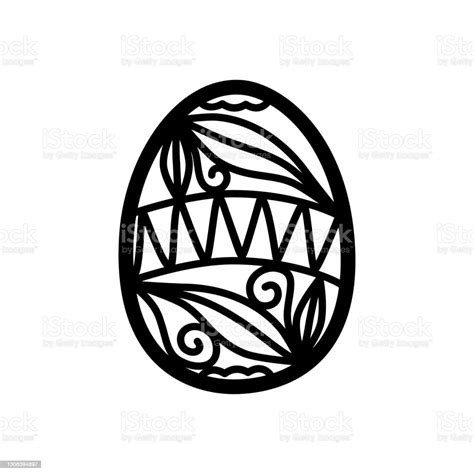 부활절 달걀 손으로 색칠 공부를위한 벡터에 장식 요소를 그린 흑백 검은색에 대한 스톡 벡터 아트 및 기타 이미지 검은색 계절 공휴일 Istock