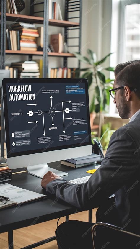 Business Process Management Concept On Computer Screen With Workflow Automation Flowchart For