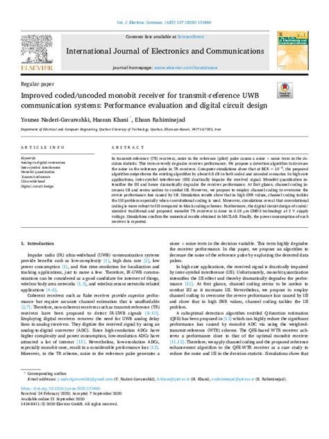 Pdf Improved Coded Uncoded Monobit Receiver For Transmit Reference Uwb Communication Systems
