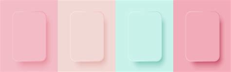 빈 사각형 엠보싱 파스텔 색상 세트는 미니멀한 스타일입니다 핑크 복숭아 그린 벡터 일러스트 레이 션입니다 분홍에 대한 스톡 벡터