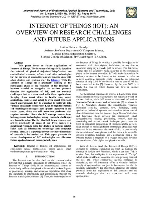 Pdf Internet Of Things Iot An Overview On Research Challenges And Future Applications