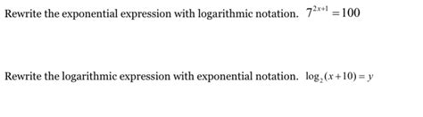 Solved Arewrite The Exponential Expression With Logarithmic