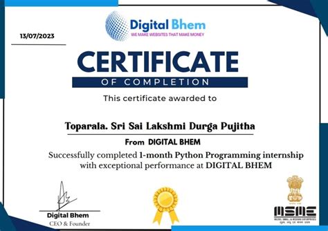Hello Everyone Im Glad To Share My Internship Certificate On Python