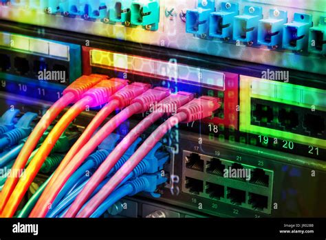 Ethernet Cables And Network Switching Hub Lan System Communication