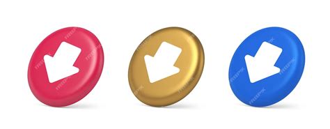 Premium Vector Arrow Down Button Keyboard Navigation Pointer Cyberspace Downloading Web App 3d