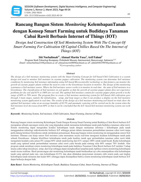 Pdf Rancang Bangun Sistem Monitoring Kelembapantanah Dengan Konsep Smart Farming Untuk
