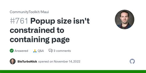 popup size isn t constrained to containing page · communitytoolkit maui · discussion 761 · github