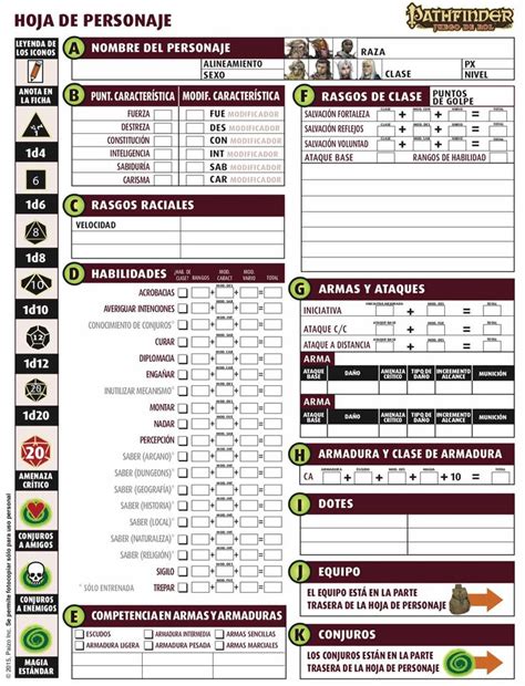 Hoja De Personaje Editable De Pathfinder Hojas De Personaje Ficha De