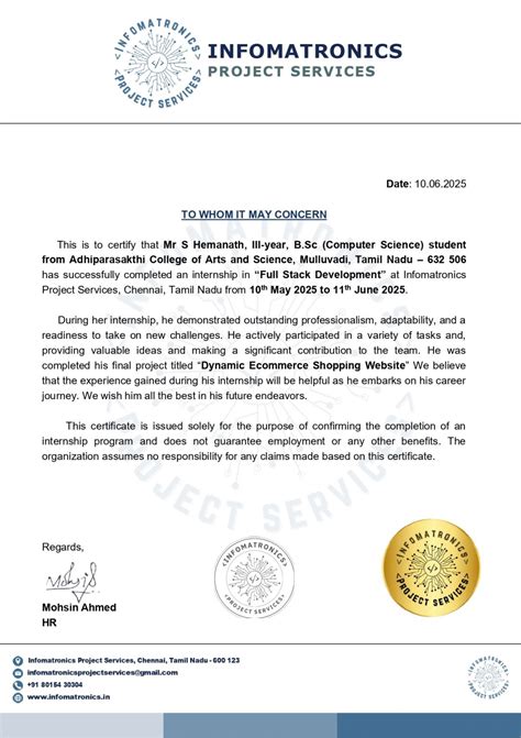 Full Stack Developer Certificate Hemanath S