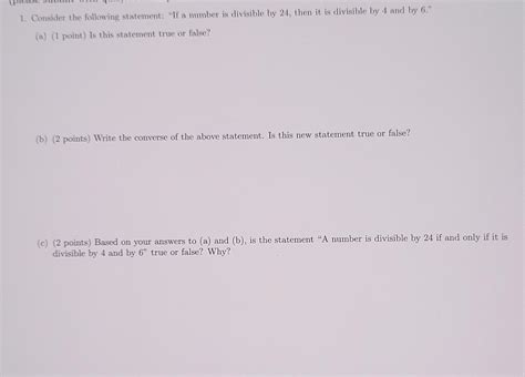 Solved 1 Consider The Following Statement If A Number Is