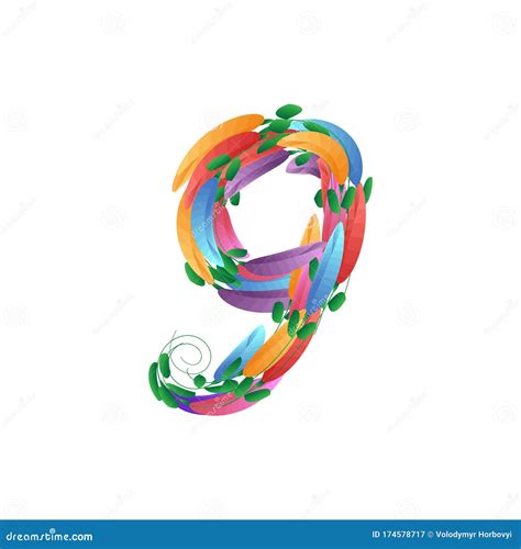 Number 9 9 Symbol Ninth Nine Icon Creative Poster Design Stock