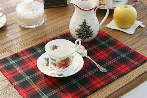 앤코튼 크리스마스 감성 체크 테이블식탁 매트 10colors 위시버킷