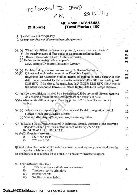 Computer Networks 2013 2014 Be Computer Engineering Semester 5 Te Third Year Old Question