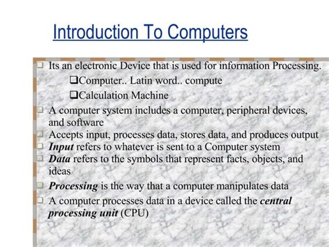 Introduction To Computer 1 Ppt