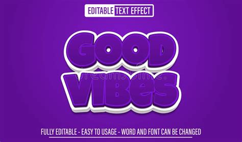 Good Vibes Text Effect Editable Stock Vector Illustration Of Word Type