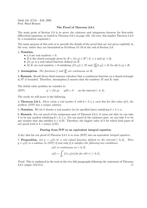 All Lectures Combined Differential Equations Math 441 Docsity