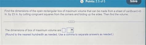 solved find the dimensions of the open rectangular box of