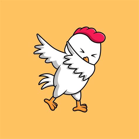 Cute Chicken Dabbing Cartoon Vector Icons Illustration Flat Cartoon Concept Suitable For Any