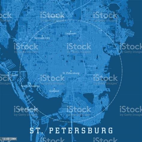 상트 페테르부르크 Fl 시티 벡터 도로지도 블루 텍스트 세인트 피터즈버그에 대한 스톡 벡터 아트 및 기타 이미지 세인트 피터즈버그 플로리다 미국 지도 Istock
