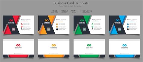 Premium Psd Business Card Template 4 Color Variations