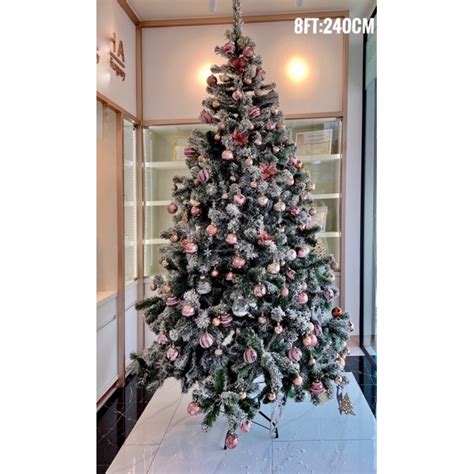 ต้นคริสต์มาสปลอม ต้นคริสมาส ต้นคริสมาสต์ ขนาด 8 ฟุตหิมะ 240 เซนติเมตร 2 4 เมตร ขาพลาสติก ตก