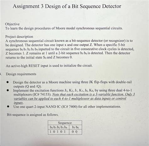 Solved Assignment 3 Design Of A Bit Sequence Detector