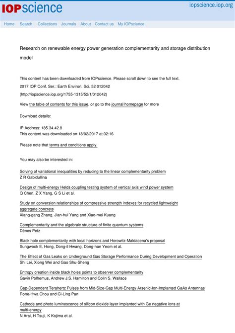 Pdf Research On Renewable Energy Power Generation Complementarity And Storage Distribution Model