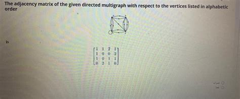 Solved The Adjacency Matrix Of The Given Directed Multigraph