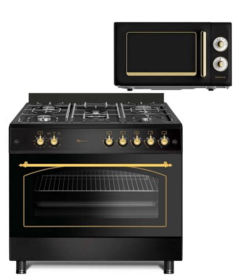 Solthermic® Combo Pack Cocina F9l50g2rb Gas Negra RÚstica 90x60 Horno