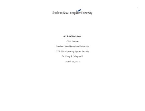 Cyb 230 Module Four Lab Worksheet 4 2 Lab Worksheet Chris Lawton Southern New Hampshire
