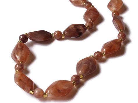 18 Inch Brown Beaded Necklace New Old Stock Jewelry Stocking Stuffer