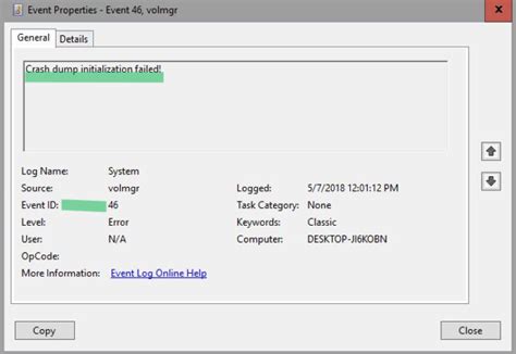 Crash Dump Initialization Failed Event Id 46 Fix