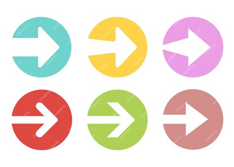 화살표 버튼 아이콘 세트 원 버튼의 화살표 아이콘 벡터 일러스트 레이 션 프리미엄 벡터